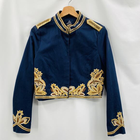 Authentic Icon | Jackets & Coats | Authentic Icon Navy Gold Cropped ...